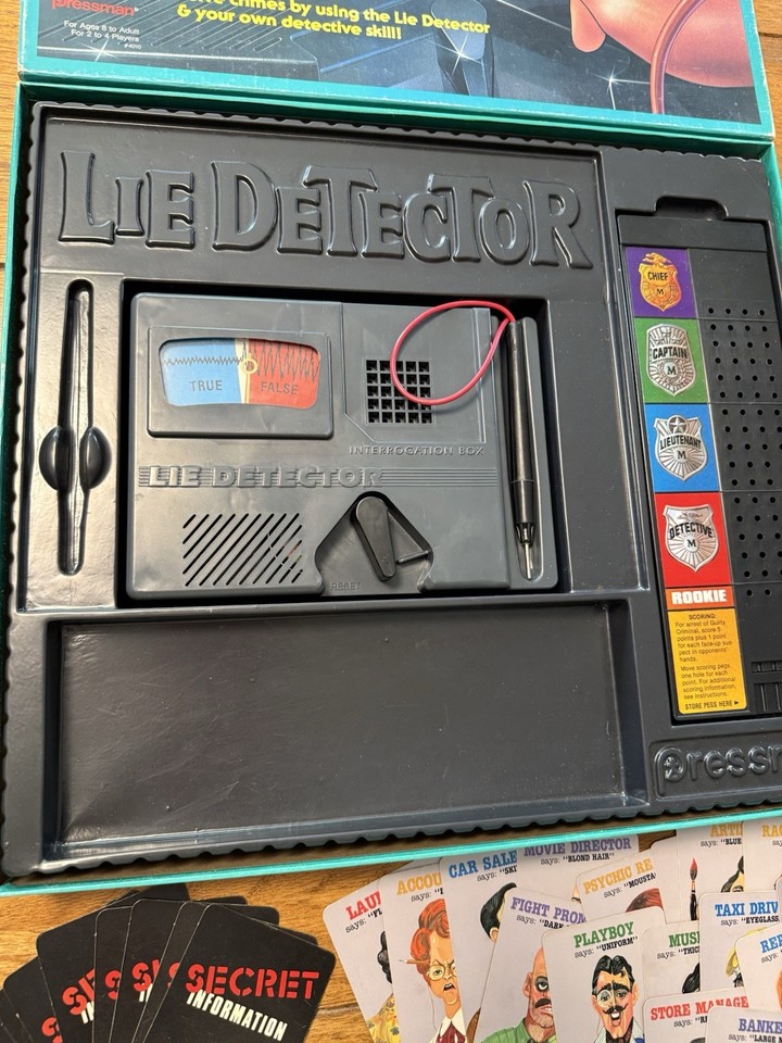 Lie Detector Board Game 1987 Pressman Scientific Crime Solving Mattel ...
