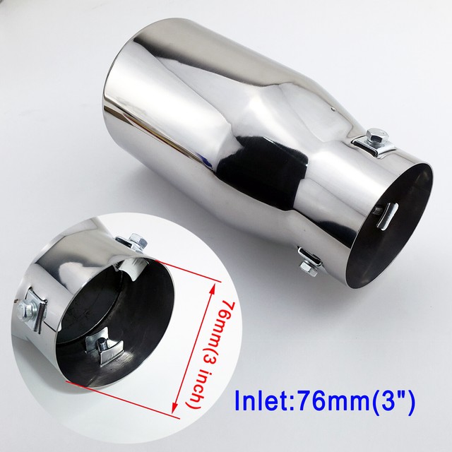 Universal Chrome Rear Exhaust 76mm 3 Inch Caliber Muffler Tail Pipe ...