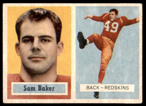 1957 Topps Football Sam Baker RC Washington Redskins #72 | eBay