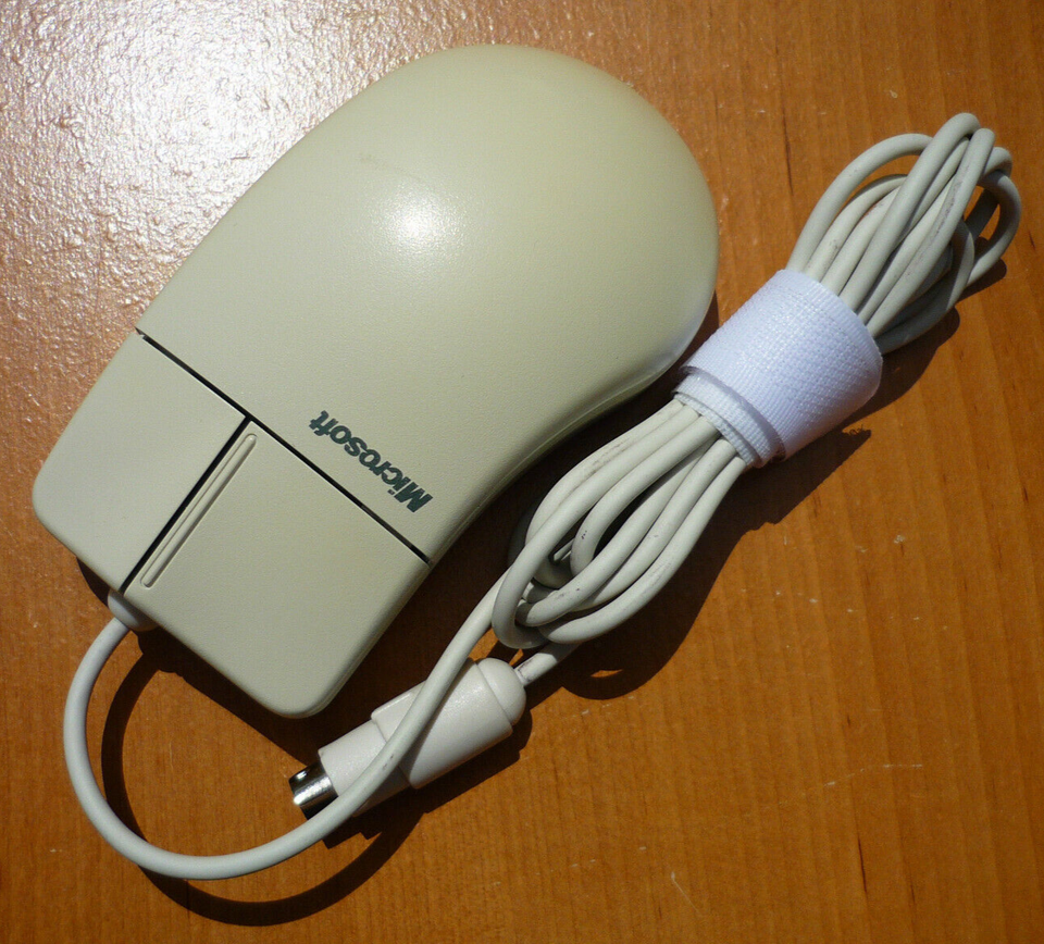Vintage Microsoft Mouse Port Compatible Mouse 2.1A 63607 2-Button PS/2 ...