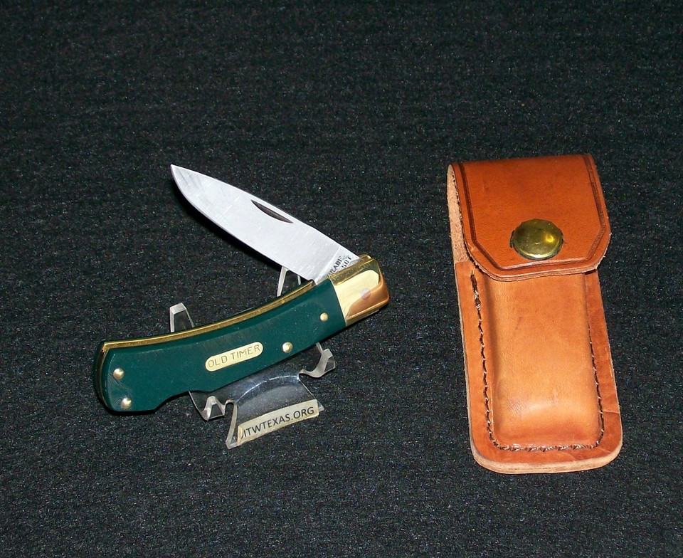 Schrade Lockback Knife 5OTG Circa-1990's Green Handles 3-3/4" Cl. No ...
