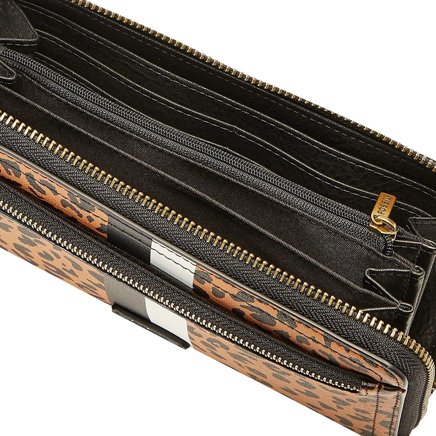 Fossil Logan RFID Zip Around Clutch Cheetah SL6354989 NWT Leopardo $75 ...