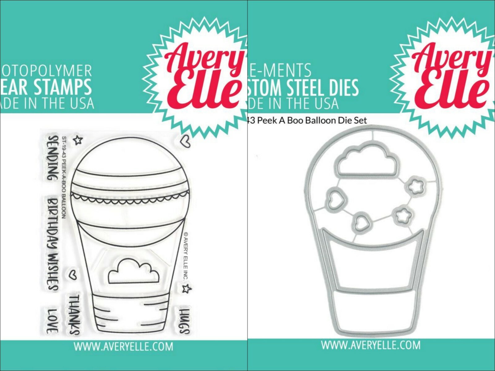 Avery Elle "PEEK-A-BOO BALLOON" Clear Stamp and Elle-ments Die Bundle ...