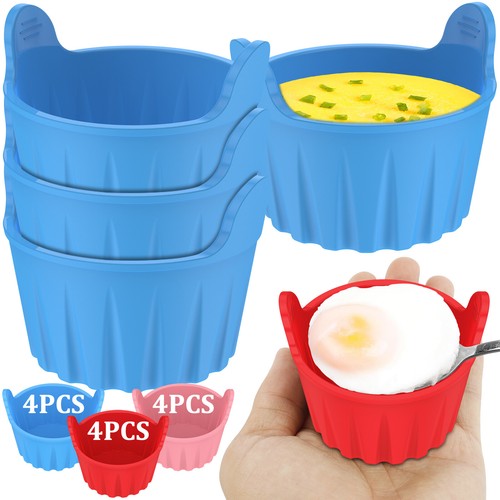4Pcs Air Fryer Egg Poacher Poaching Ramekins Cups Easy Release Round ...
