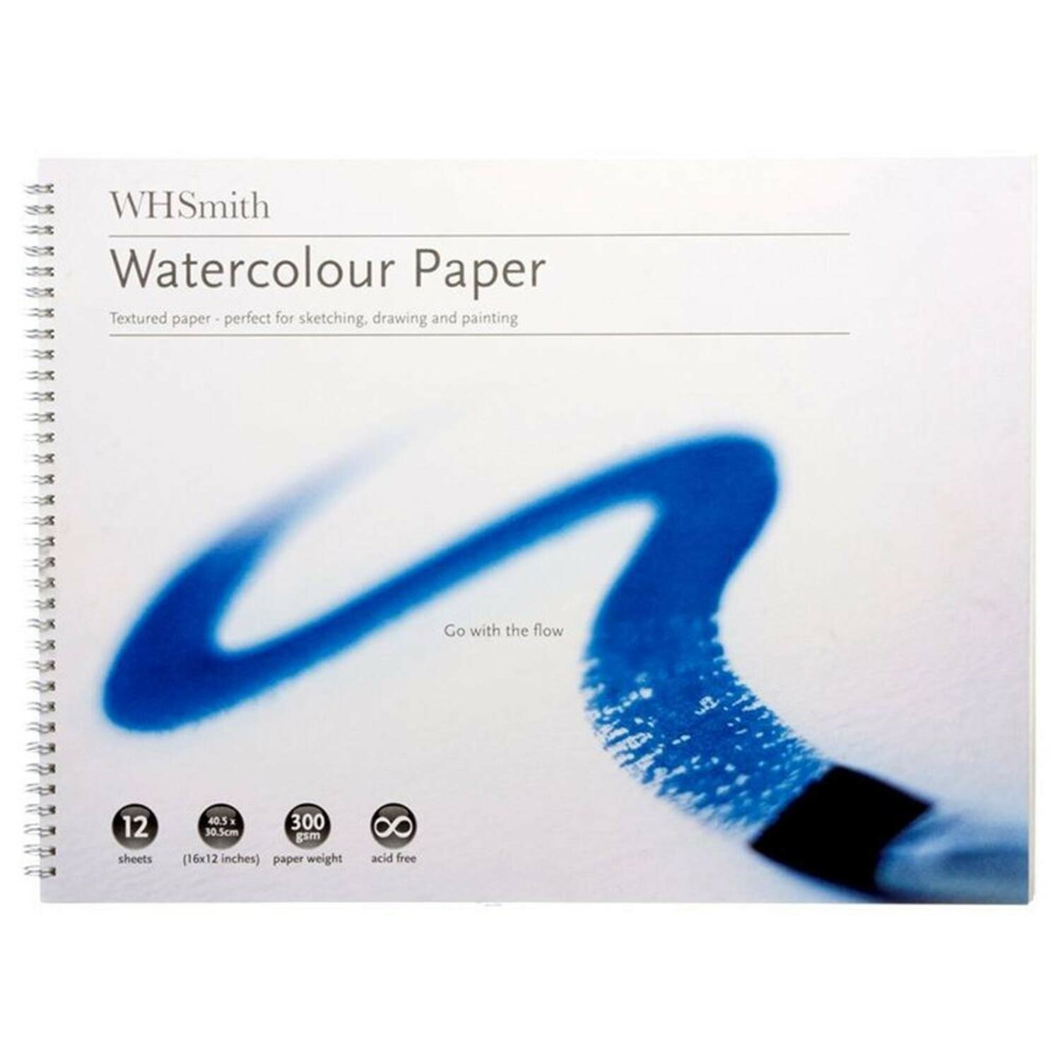 WHSmith Watercolour Paper Acid- 300 GSM Size 16 X 12" Pack of 12 Sheets ...