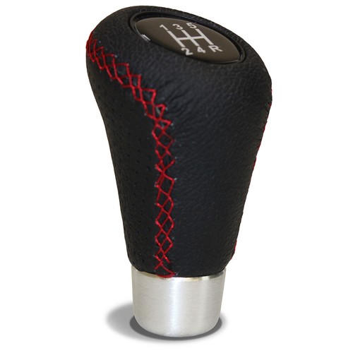 SAAS Leather Gear Knob Black-Red Stitch With 8 Shift Patterns SGKBR ...