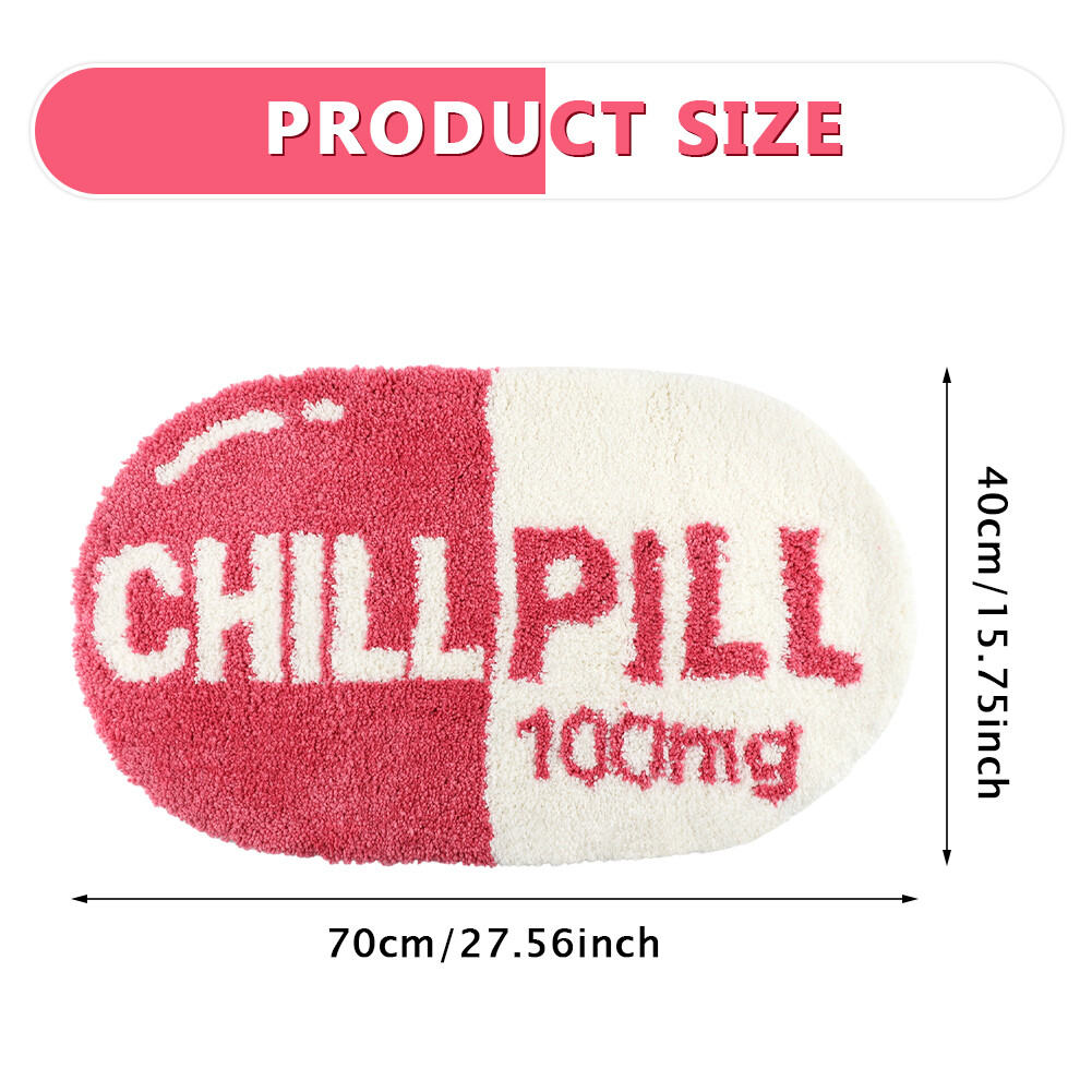 Non Slip Funny Cute Aesthetic Home Decor Chill Pill Bath Mat Washable ...
