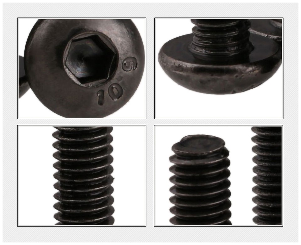 Button Head Socket Screws M2 M2.5 M3 M4 M5 M6 High Tensile Bolts Black ...