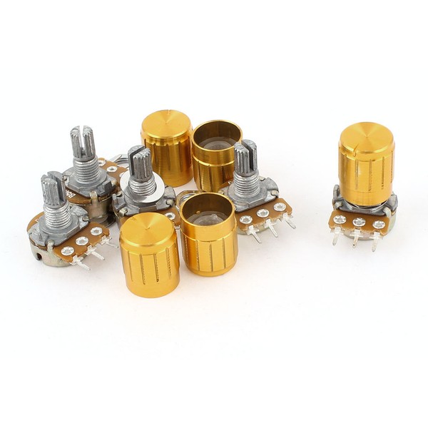 5PCS 5K OHM Linear Taper Rotary Potentiometer 5KB B5K Pot w Knobs for ...