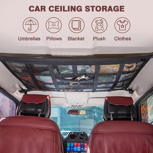 Car Ceiling Mesh Storage Bag Roof Interior Cargo Universal UK Organize ...