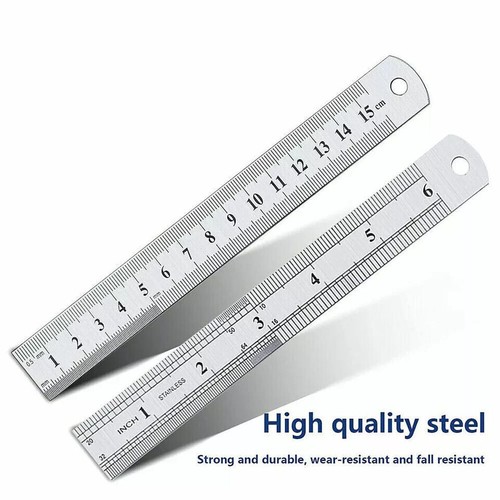 METAL STAINLESS STEEL RULER METRIC & IMPERIAL 6" 15CM 150MM LONG ...