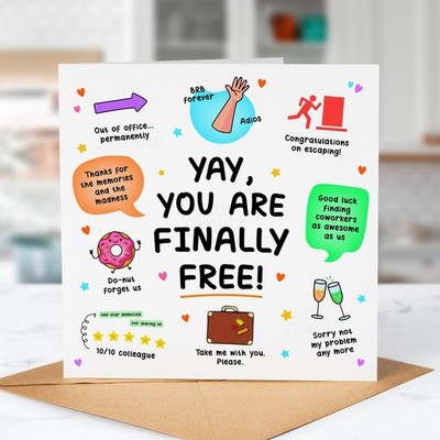 Funny Leaving Job Card – “Yay, You Are Finally Free!” – Goodbye Gift ...