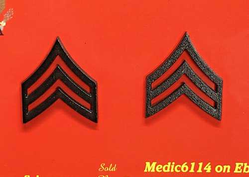 SGT Sergeant Chevron Pin Set Rank Insignia Police Black Subdued US Army ...