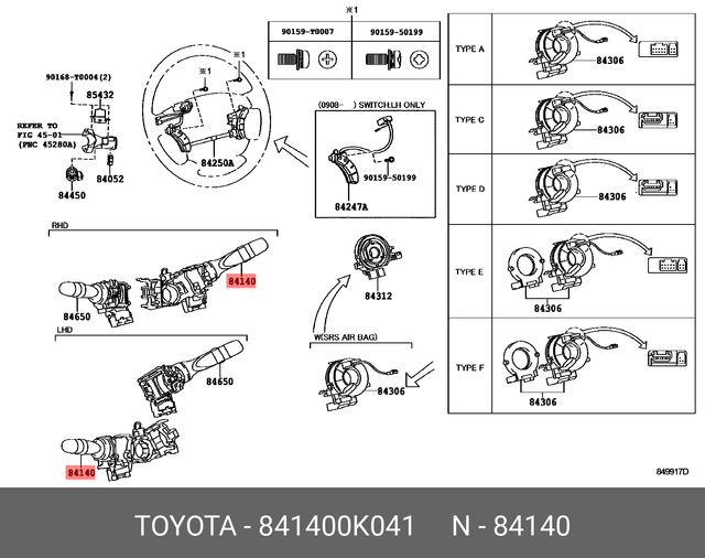 Genuine OE control stalk switch 841400K041 for TOYOTA 84140-0K041 ...