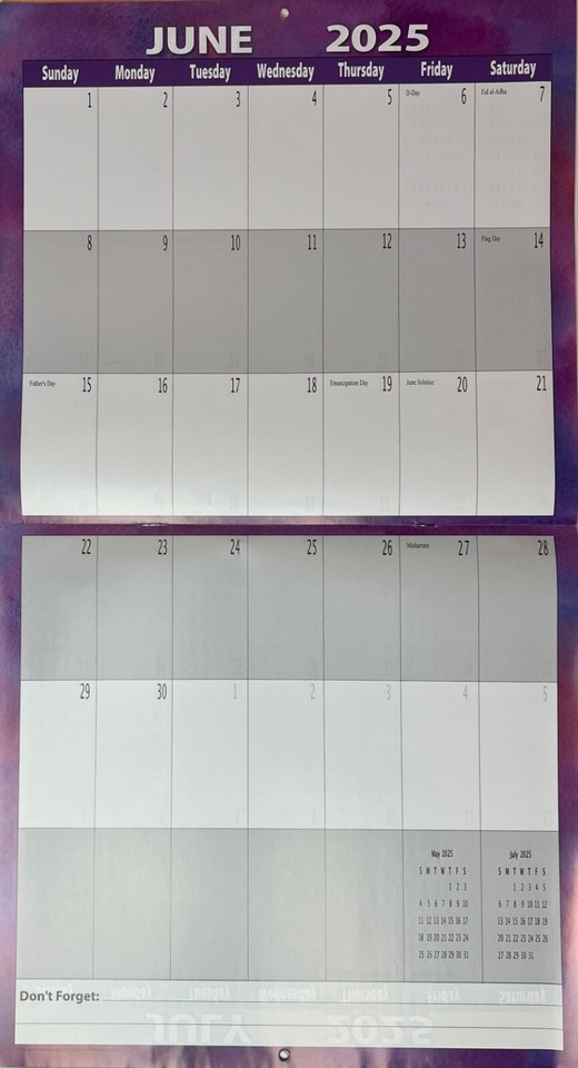 2025 Large Print Big Blocks Grid Wall Calendar 16-Month 12x22 ...
