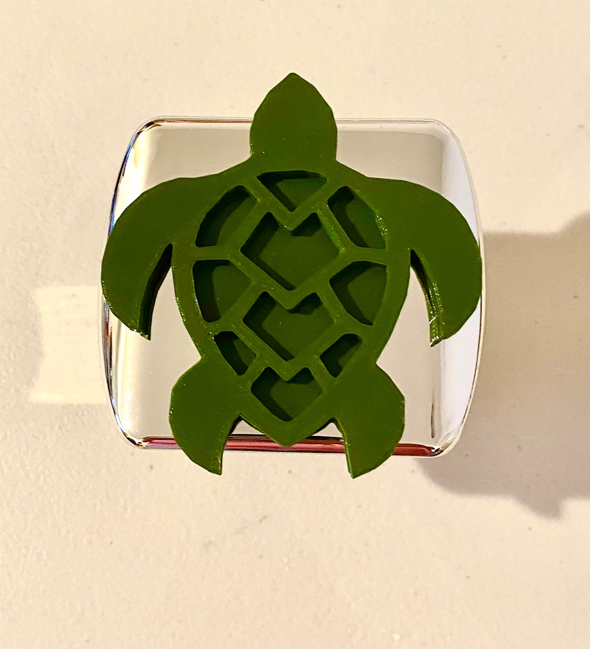 Honu Shell Turtle in 3d - Chrome with Army Green - 2 inch Trailer Hitch ...