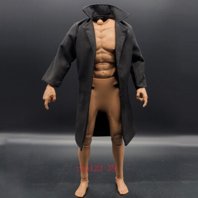 1/6 Scale Male Black Windbreaker Long Coat Clothes Model for 12" Figure ...