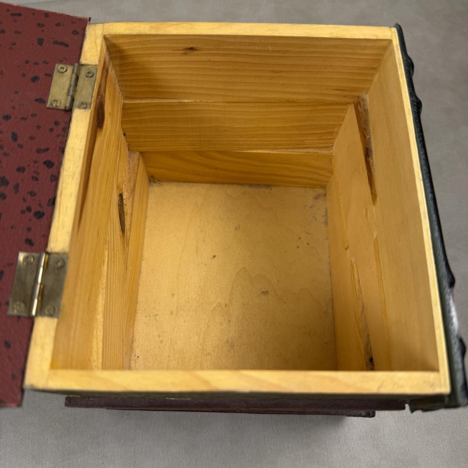 Faux Book Stack Tissue Box Cover Wooden Hinged Lid Library Decor Accent ...