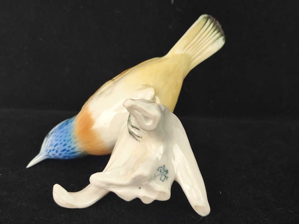 Vintage Karl Ens Hand-Painted Porcelain Bird on a Branch - Blue ...