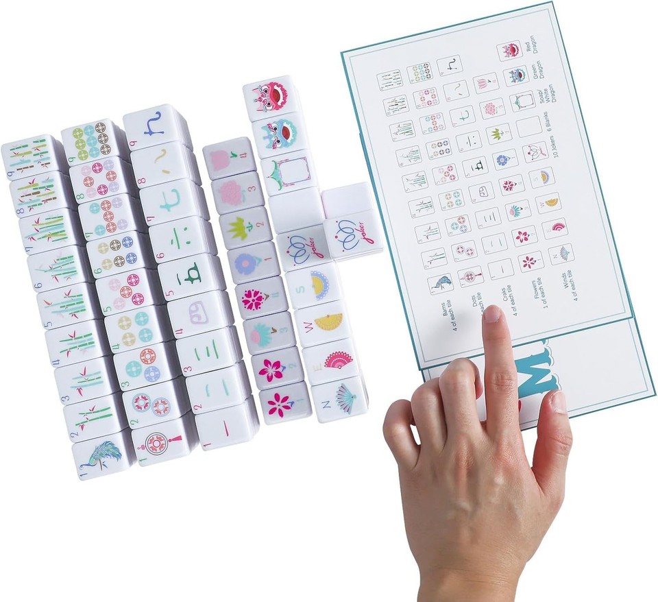 160 Pink American Printed Mahjong Game Set with Carrying Bag and ...