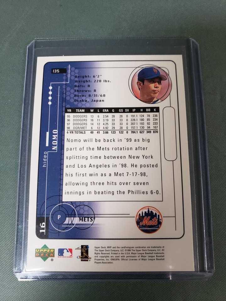 1999 Upper Deck Baseball MVP 135 Hideo Nomo New York Mets Excellent ...