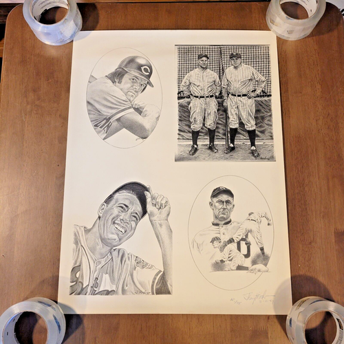 Jerry Hersch Signed 1/25 1989 Lithograph Composite Rose Gehrig Ruth ...