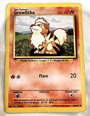 GROWLITHE Pokemon Card - WOTC - 1st Edition - Base Set - Shadowless ...