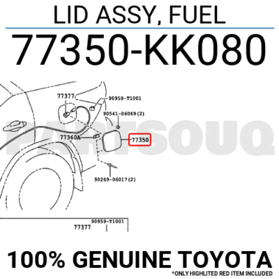 77350KK080 Genuine Toyota LID ASSY, FUEL 77350-KK080 | eBay