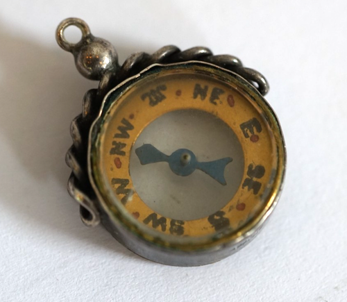 * Antique Silver Pocket Watch Chain Fob Compass | eBay