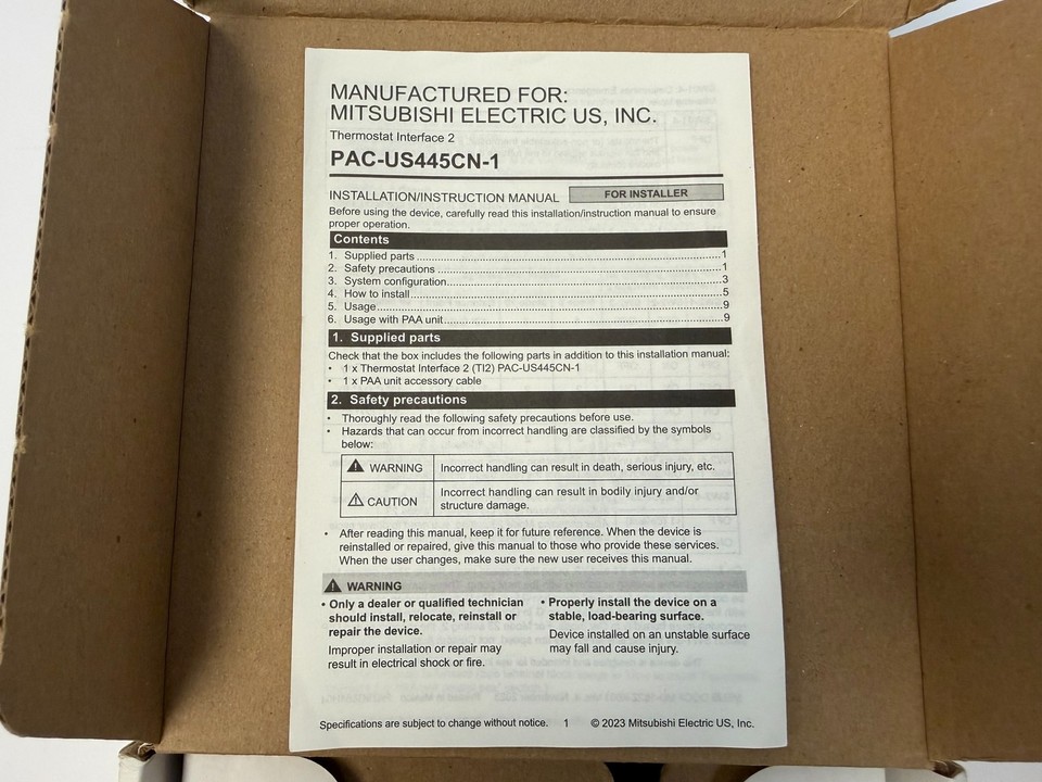 New Mitsubishi PAC-US445CN-1 Thermostat Interface | eBay