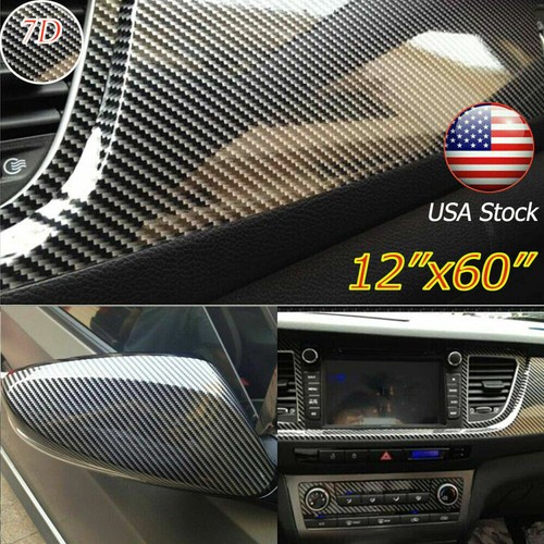 5D 7D Glossy Carbon Fiber Vinyl Film Car Interior Wrap Stickers Auto ...