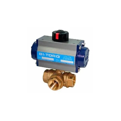 NEW! Two BI-TORQ 3/4" 3-Way T-Port Brass NPT Ball Valve W/Spring Ret ...
