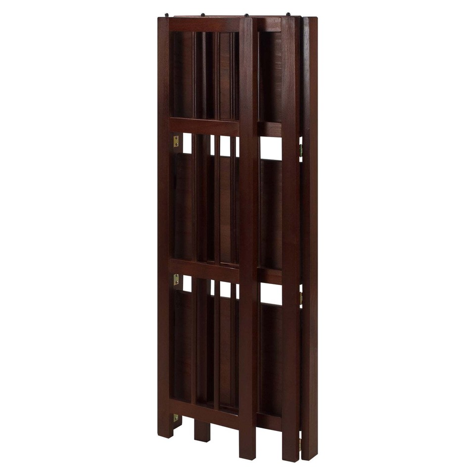 14 in 3-Shelf Folding Bookcase Bookshelves Shelves Solid Wood Open ...