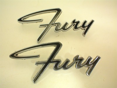 PLYMOUTH FURY EMBLEM PAIR MOPAR 2524233 1965 1966 1967 ? | eBay
