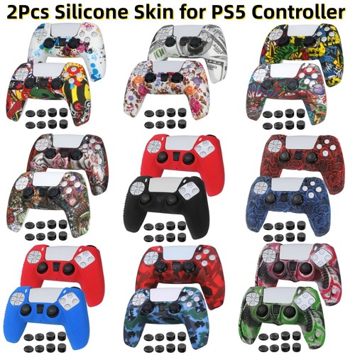 1 Pair Silicone Rubber Soft Skin Case Cover for PS5/PS5 Slim/PS5 Pro ...