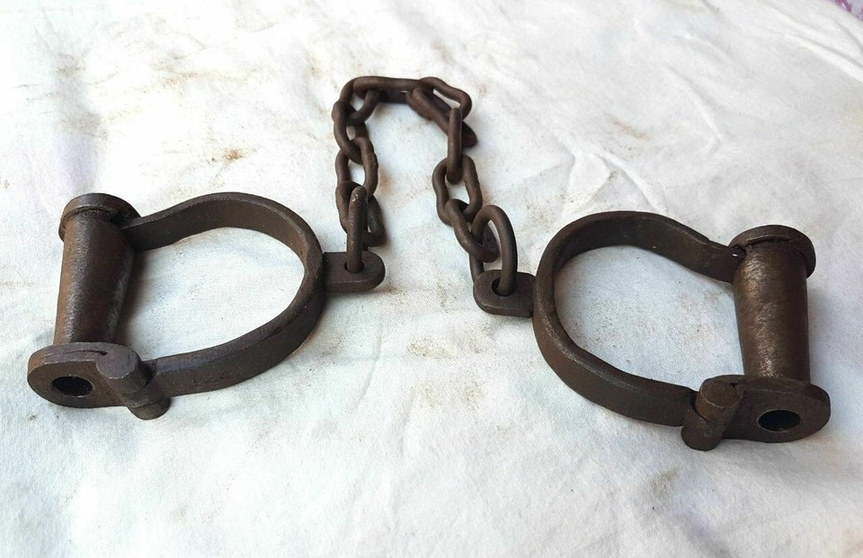 Handcrafted Heavy Chain Leg Cuffs Lock Key Handcuff Vintage Old Antique ...