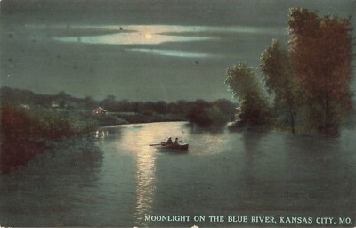 Postcard Moonlight on The Blue River, Kansas City, MO Nice Scene VTG ...