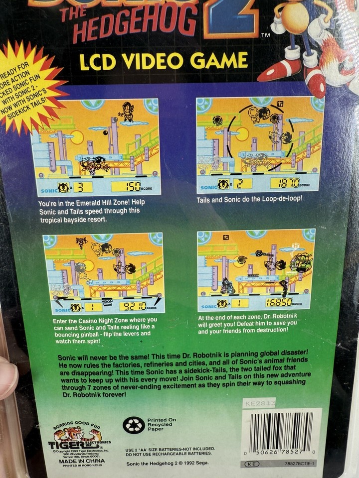 NOS Vintage 1993 Tiger Sonic the Hedgehog 2 Electronic LCD Video Game ...