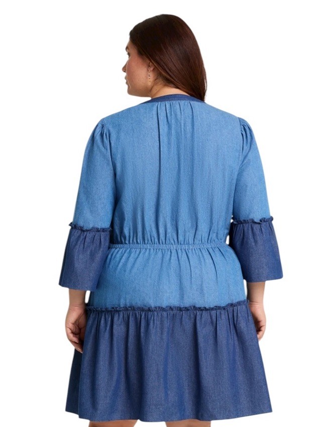 Draper James Avery Woman Chambray Shirt Dress 3X Blue Denim Two Tone | eBay