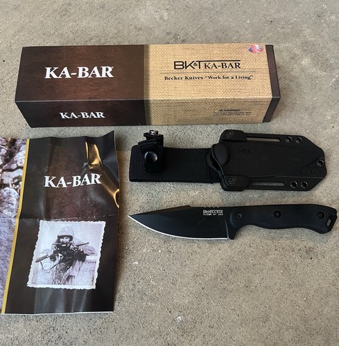 KA-BAR BK18 BECKER HARPOON POINT Fixed Blade Knife 1095 (BLACK) Celcon ...