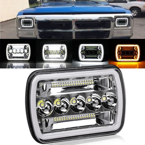Fit Dodge D100 D150 D250 D350 1981-93 Black LED Headlight Hi-Lo DRL ...