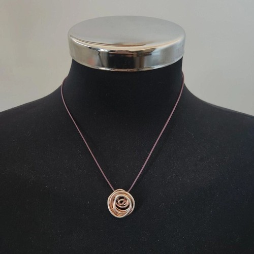 Copper wire rose on purple string necklace | eBay UK