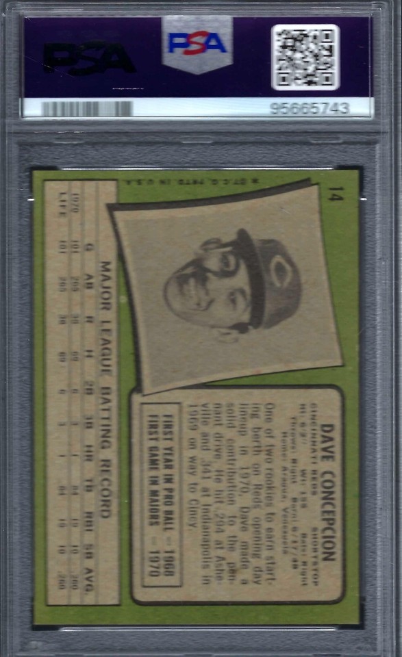 1971 Topps #014 PSA 6 Dave Concepcion Reds Rookie 14 Nice! | eBay