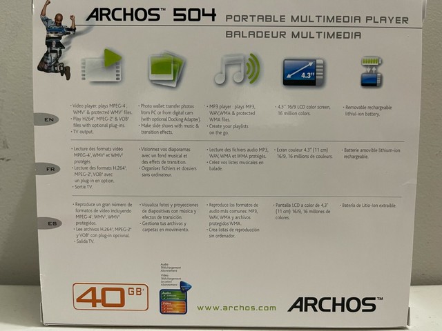 Archos 504 Gray/Silver (40 GB) Digital Media Player for sale online | eBay