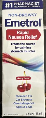 Emetrol Liquid Rapid Nausea Relief & Upset Stomach Cherry Flavor 4oz ...