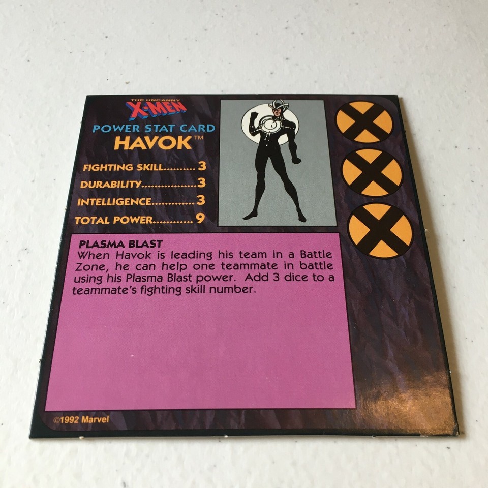 Havok Figure & Power Stat Card The Uncanny X-Men Alert! Adventure Board ...