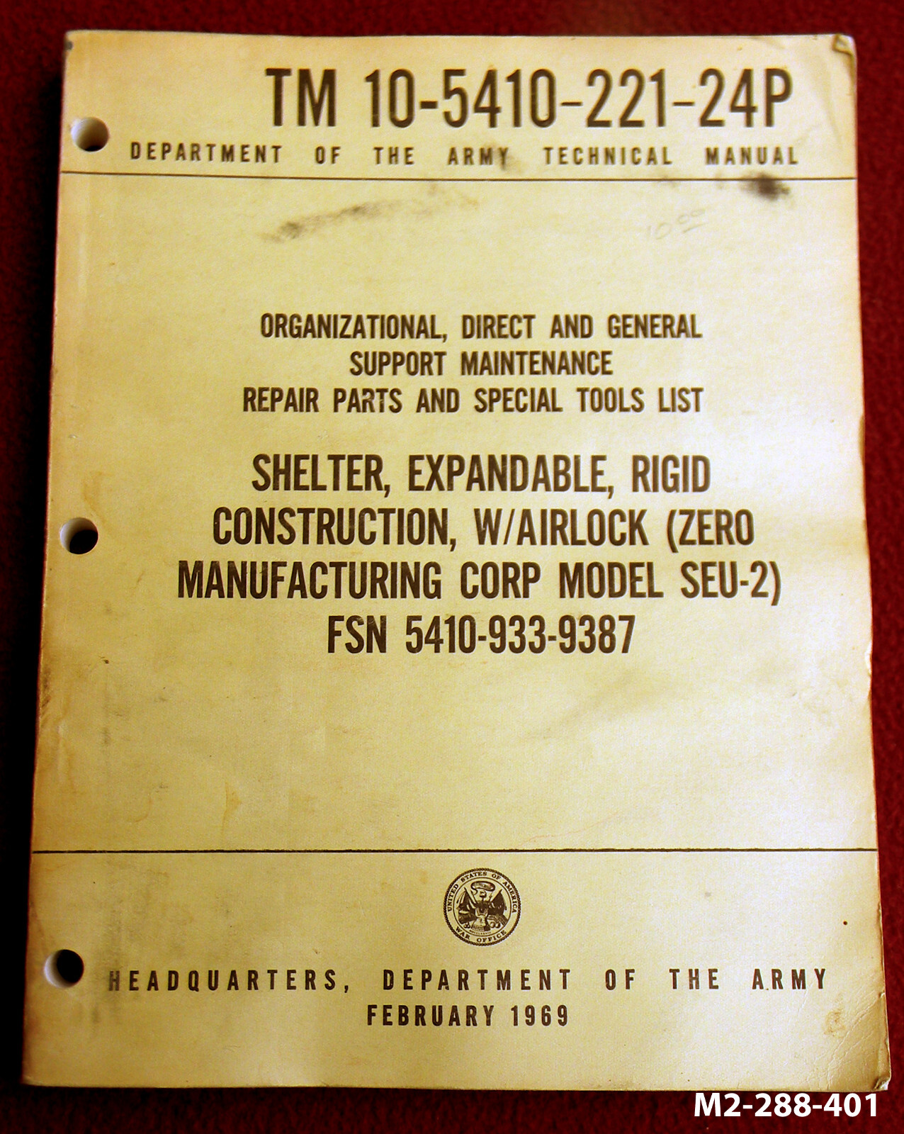 1969 SHELTER, EXPANDABLE,ZERO MANUFACTURING CORP MODEL SEU-2, TM 10 ...
