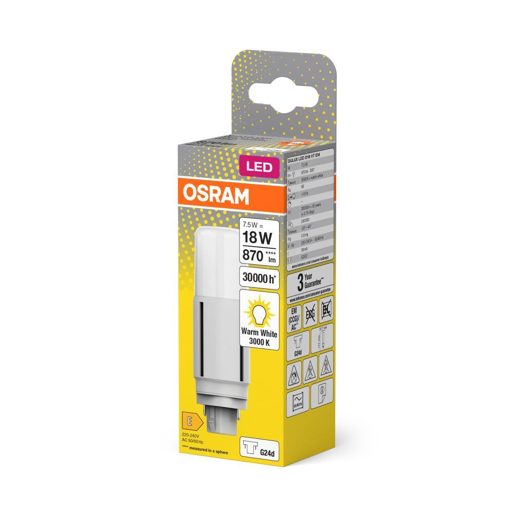 OSRAM DULUX G24D D18 VT EM LED Lampe 2Pin 7,5W wie 18W 3000K | eBay