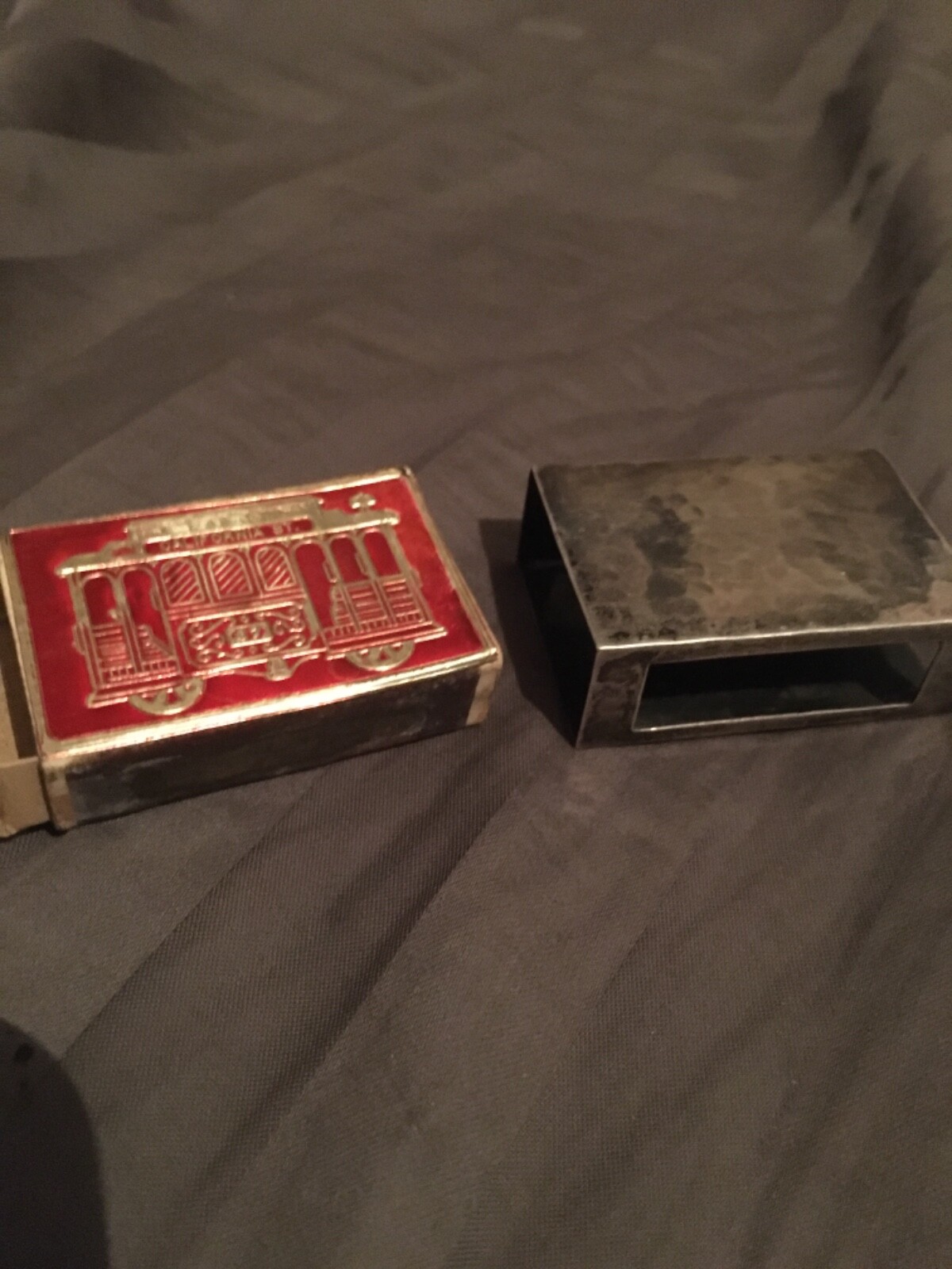 Antique hammered sterling silver Matchbox holder with matchbox that ...
