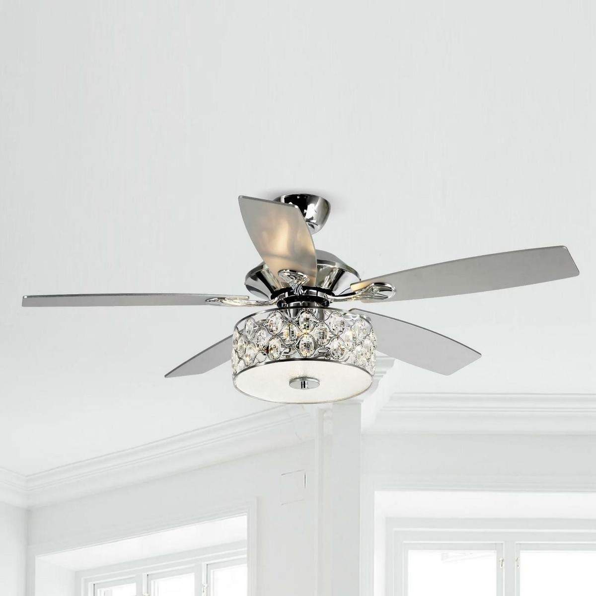 White And Light 5 Blade Ceiling Fan With Remote Elstead Kevlar 152cm